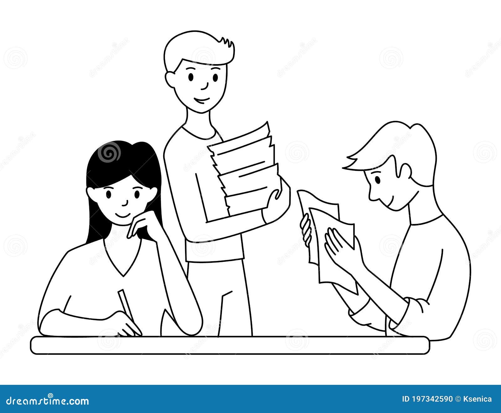 Working with Papers in the Office. Stock Vector - Illustration of ...