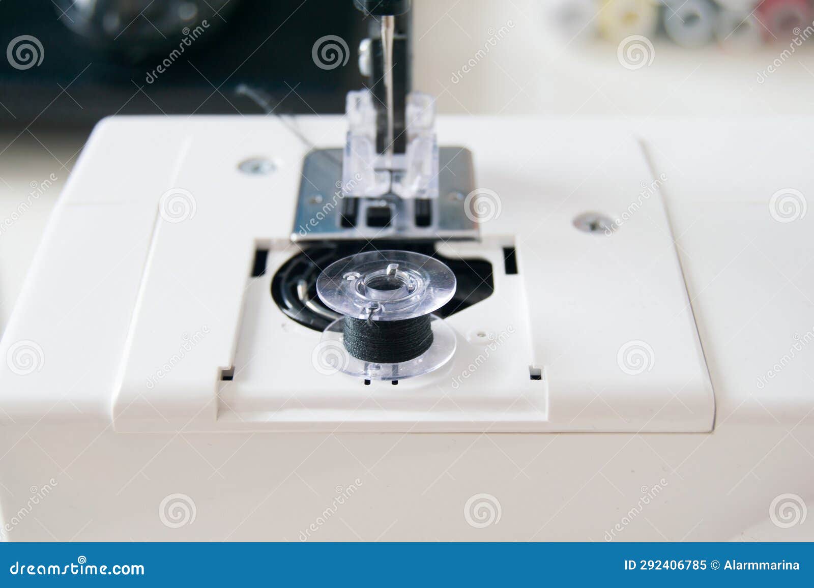Working Part of a Home Sewing Machine for Handicrafts. Selective Focus ...