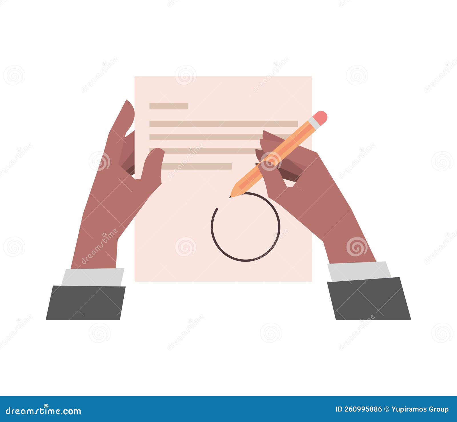 Working with Pencil and Paper Stock Vector - Illustration of working ...