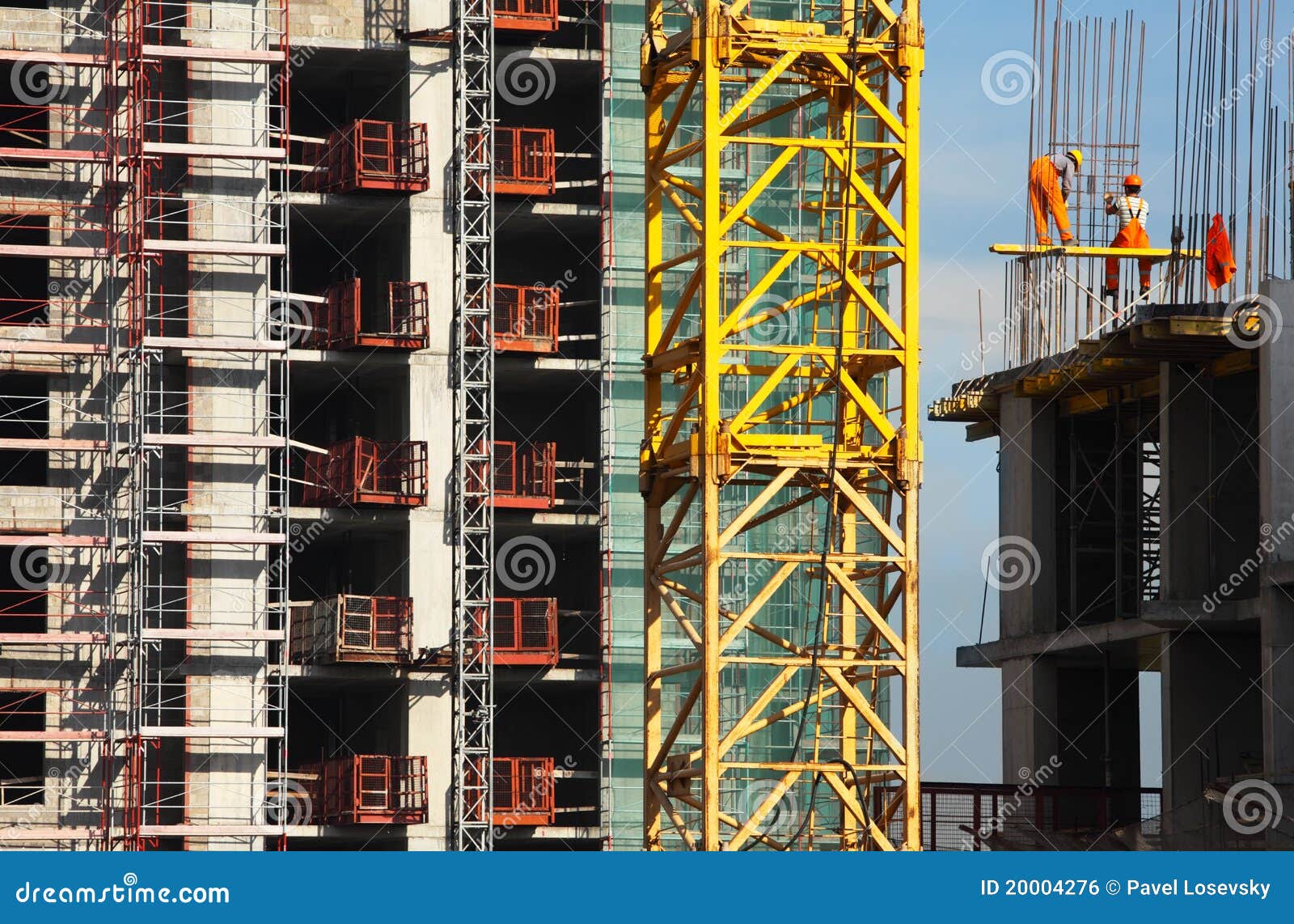 Working People Build High-rise Building Stock Photo - Image of labor ...