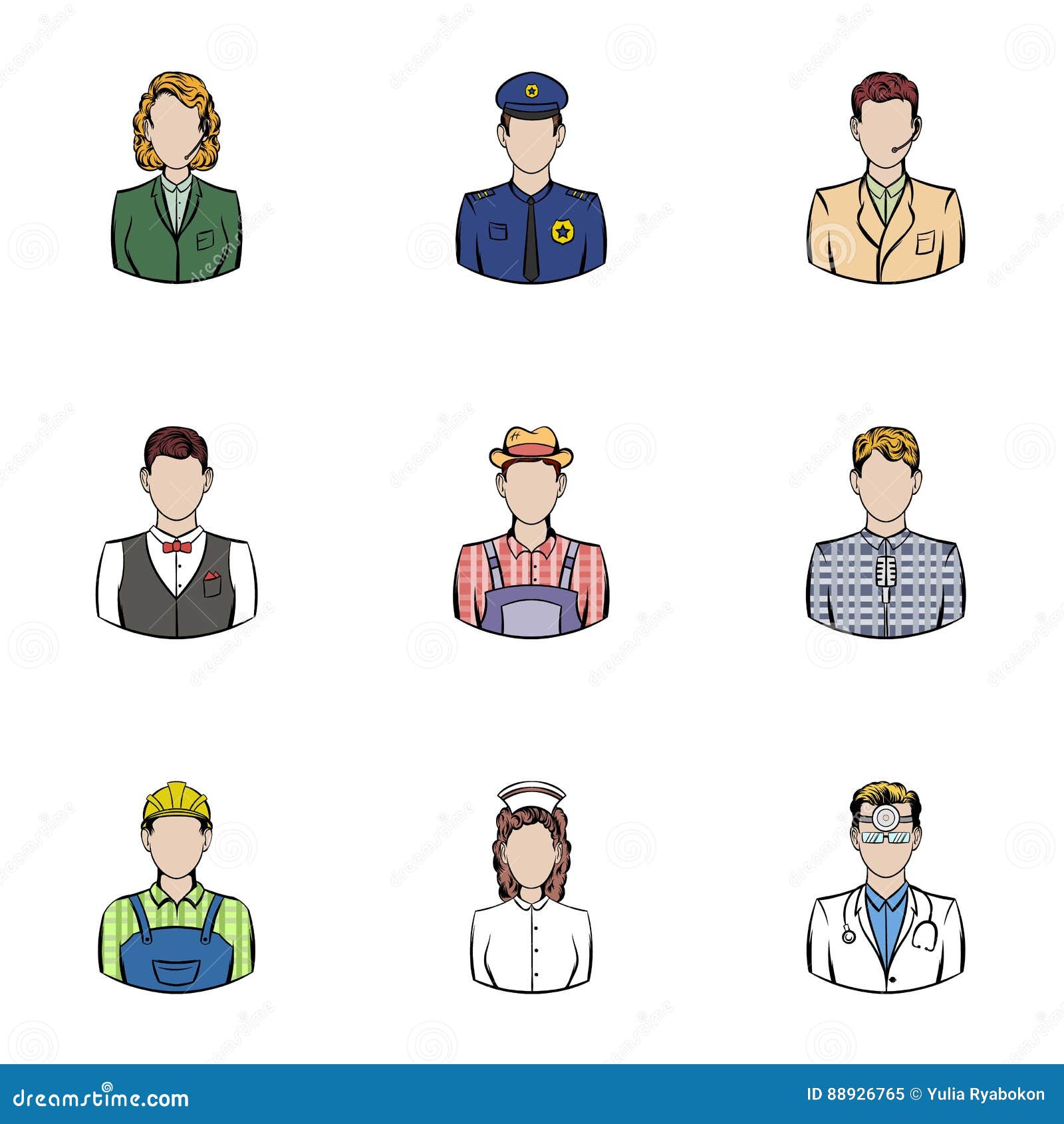 Working People Icons Set, Cartoon Style Stock Vector - Illustration of ...