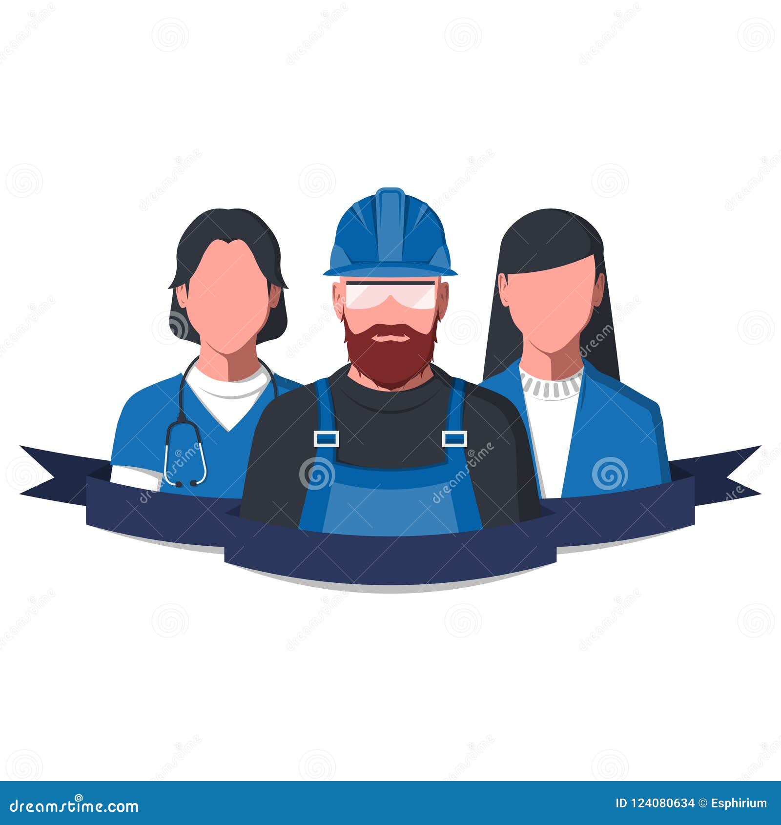 Working People Isolated on White Stock Vector - Illustration of nurse ...