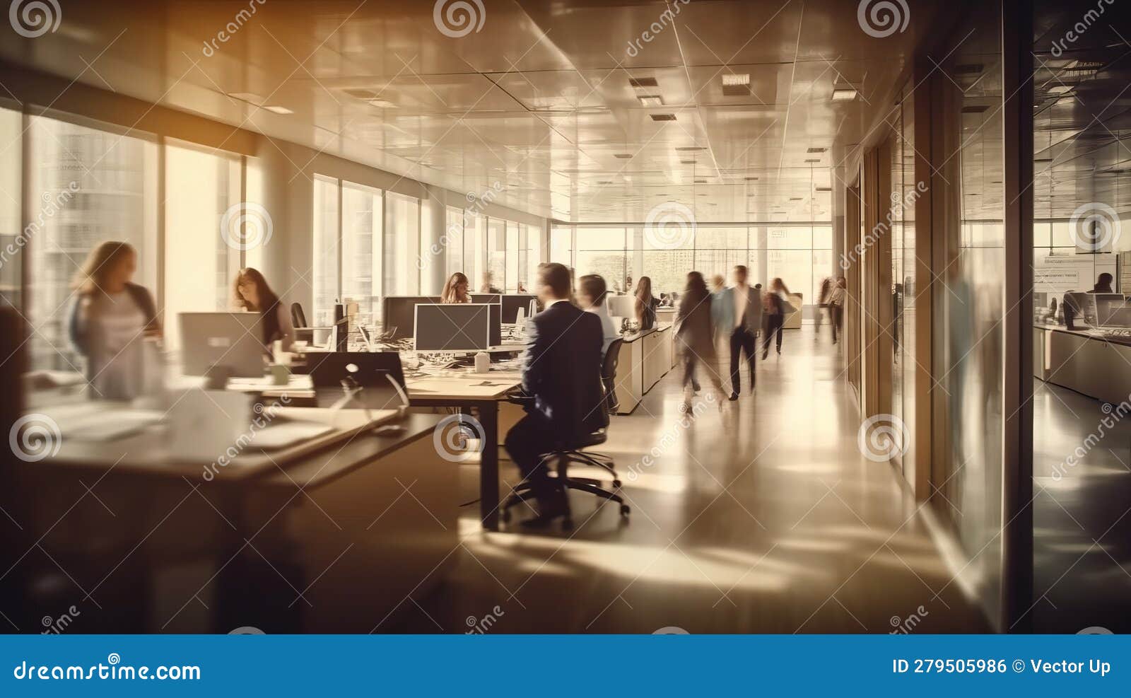 Working People in the Office Motion Blur. Generative AI Stock ...