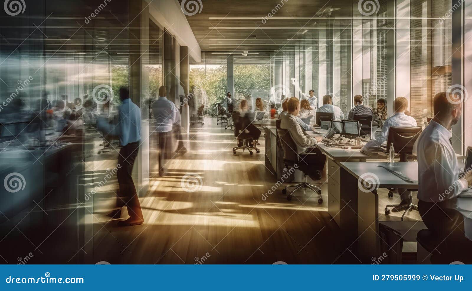 Working People in the Office Motion Blur. Generative AI Stock ...