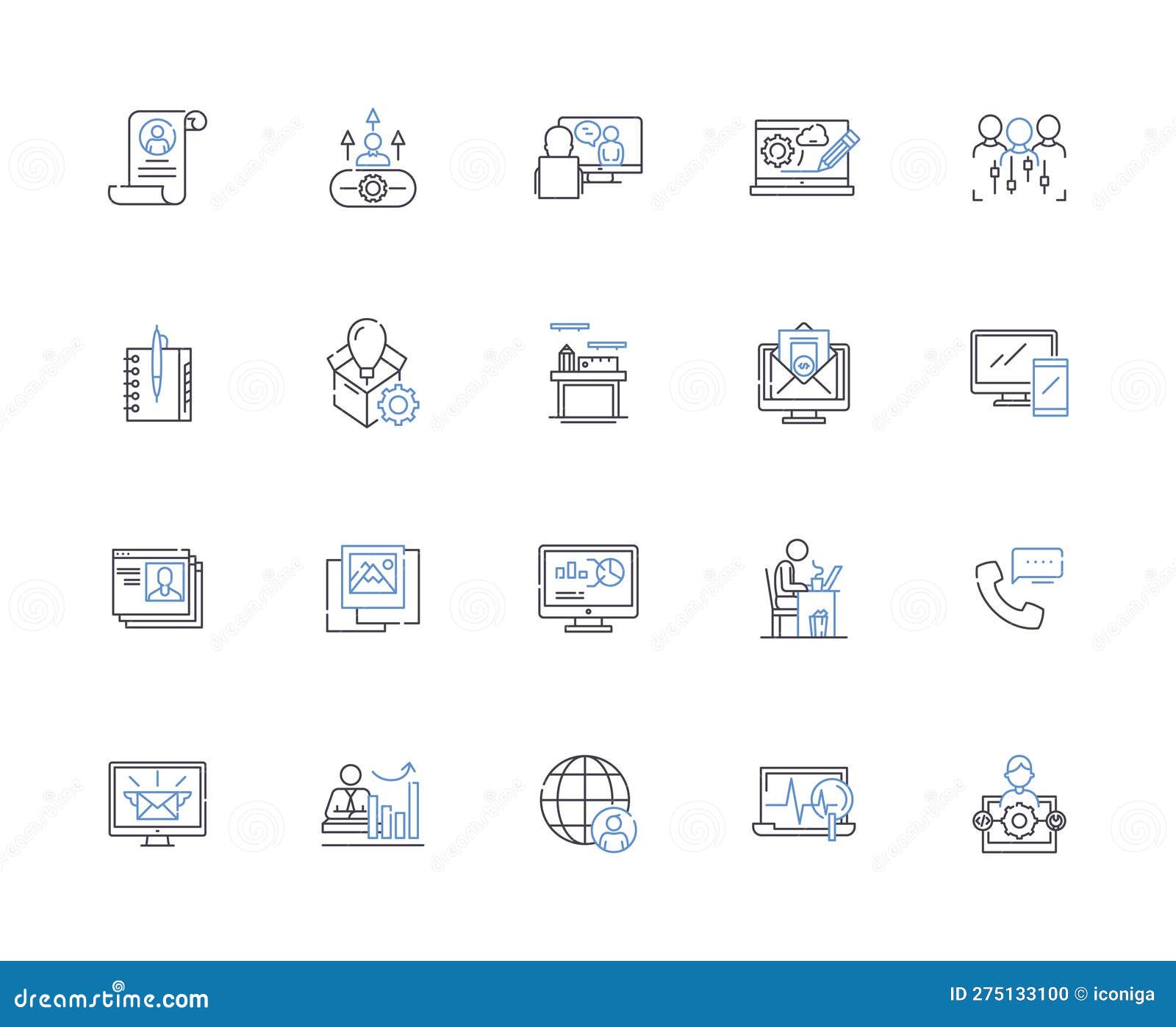 Working People Outline Icons Collection. Labor, Employees, Staff ...