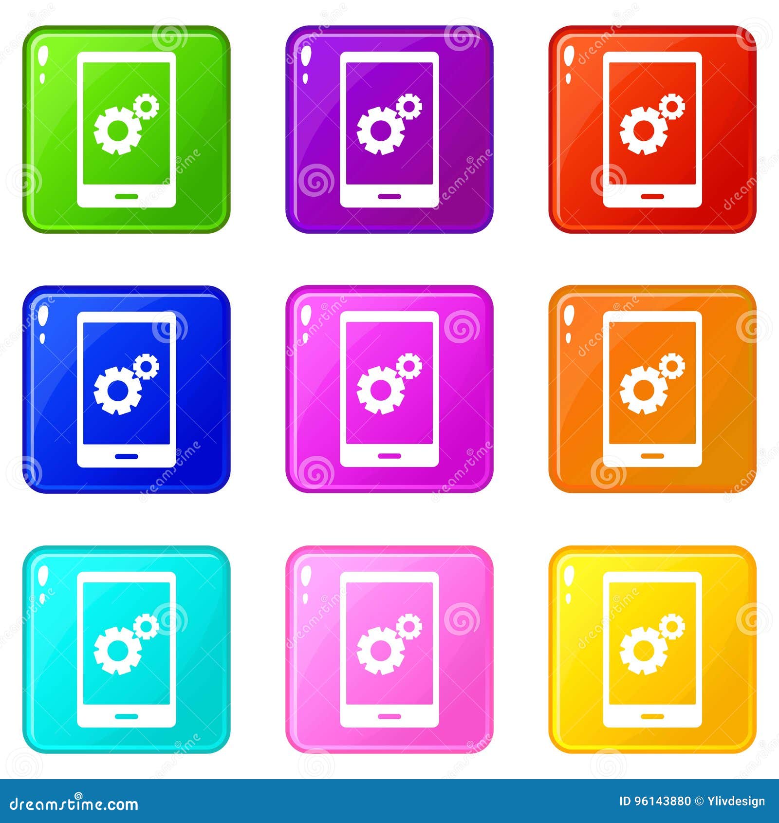 Working phone icons 9 set stock vector. Illustration of collection ...