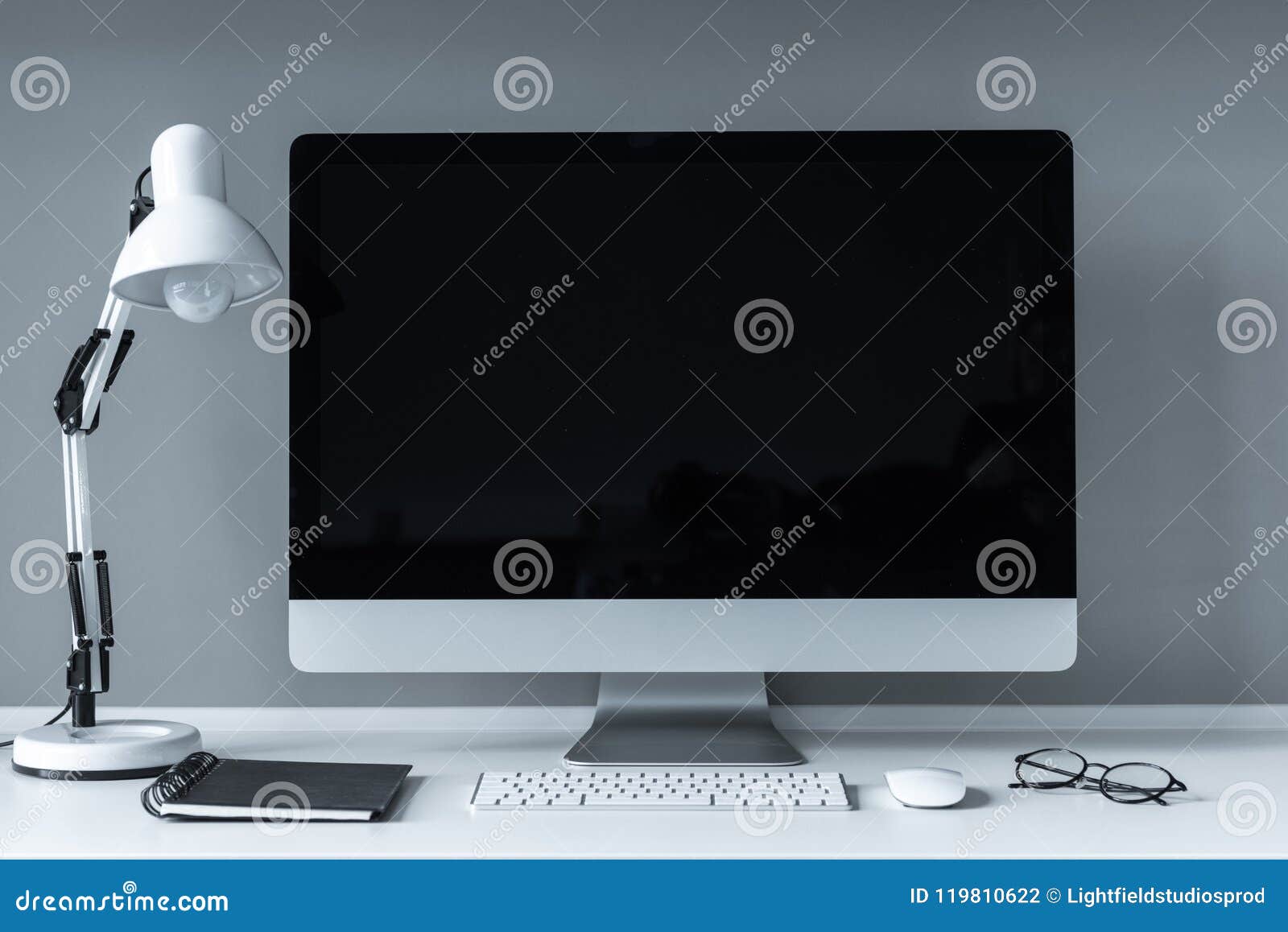 Working Place with Computer and Switched Off Stock Photo - Image of ...