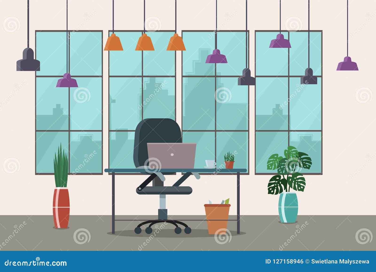 Working Place, Creative Office. Vector Illustration Stock Illustration ...