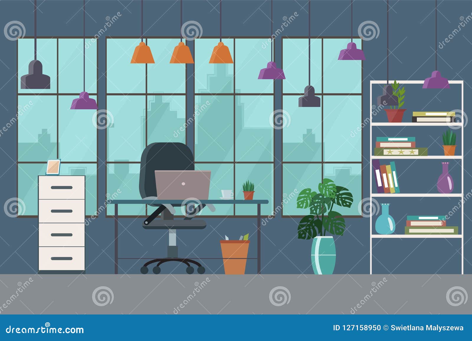 Working Place, Creative Office. Vector Illustration Stock Illustration ...