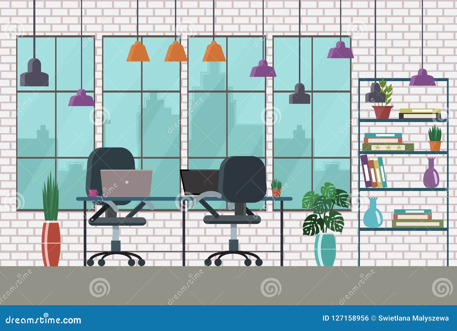 Working Place, Creative Office. Vector Illustration Stock Illustration ...