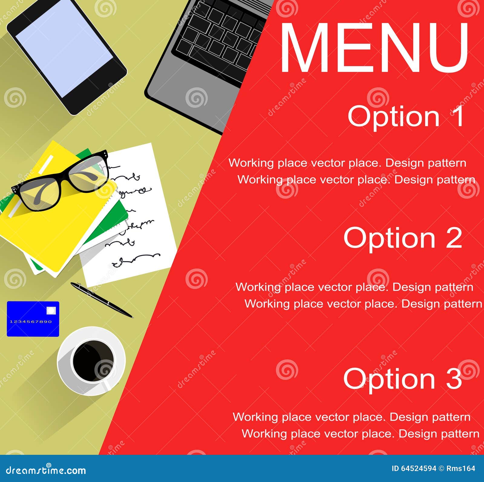 Working Place Modern Office Interior Banner Stock Vector - Illustration ...