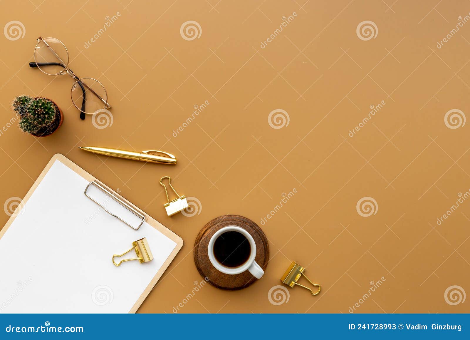 Working Place at Office of Student Desk, Top View Stock Image - Image ...