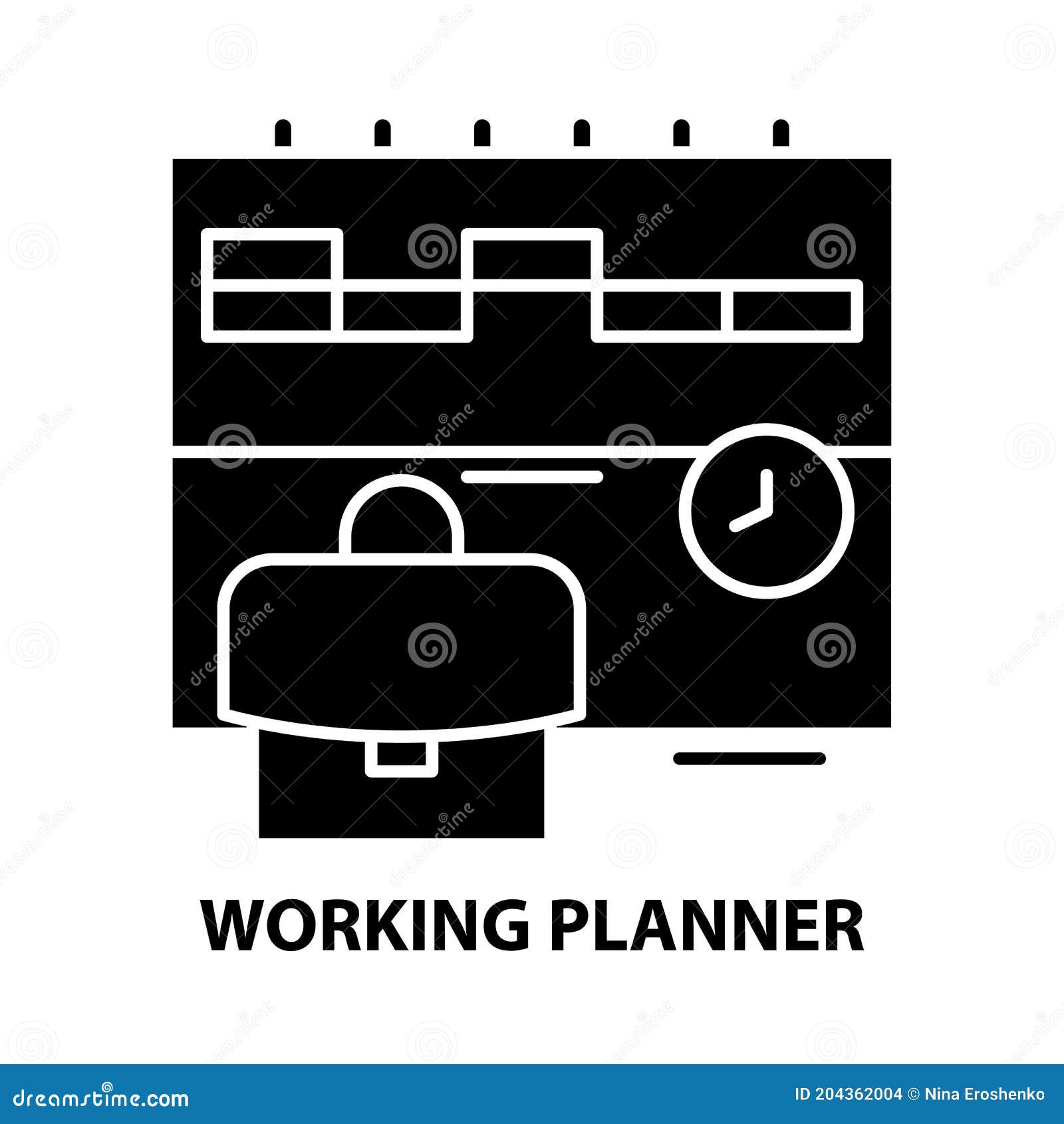 Working Planner Icon, Black Vector Sign with Editable Strokes, Concept ...