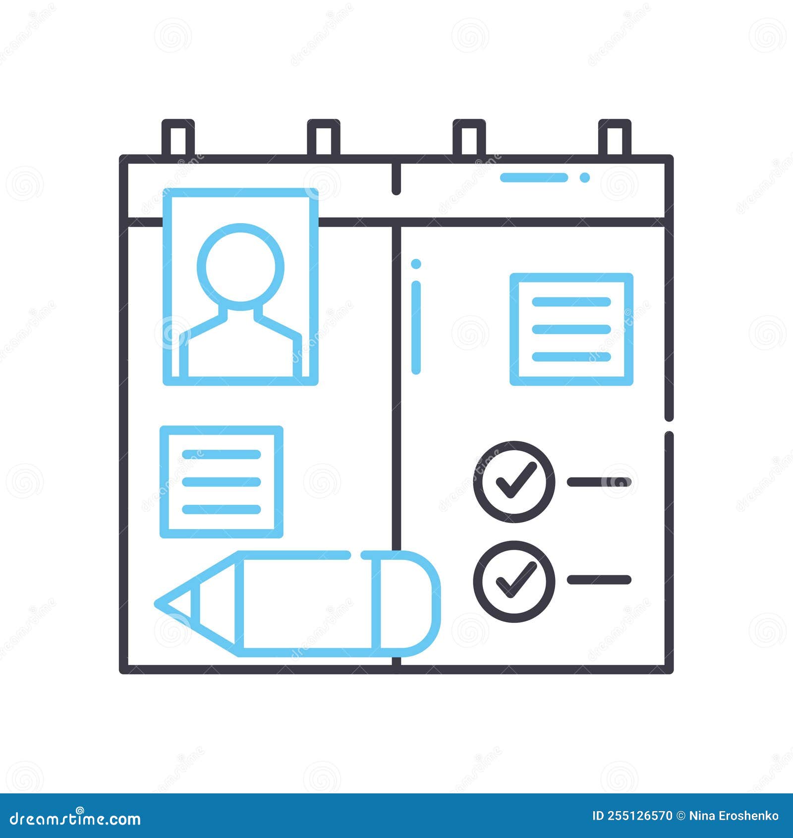 Working Planner Line Icon, Outline Symbol, Vector Illustration, Concept ...