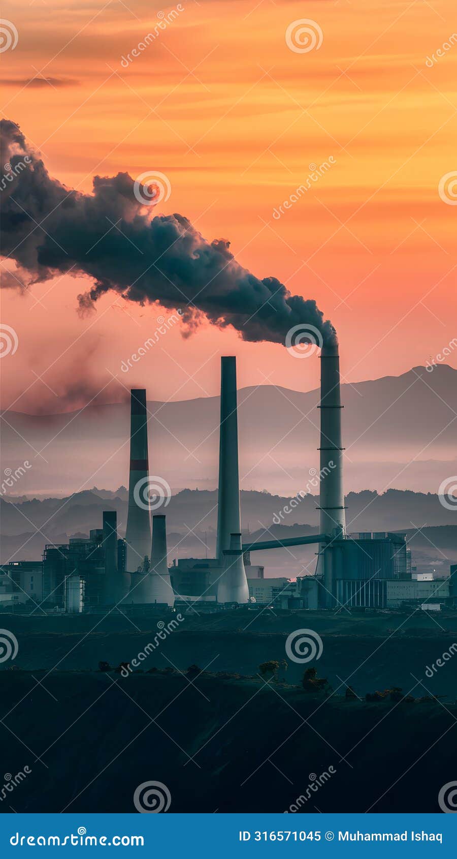 Working Plants Smoke Stack Emits Smog and Air Pollution Stock ...