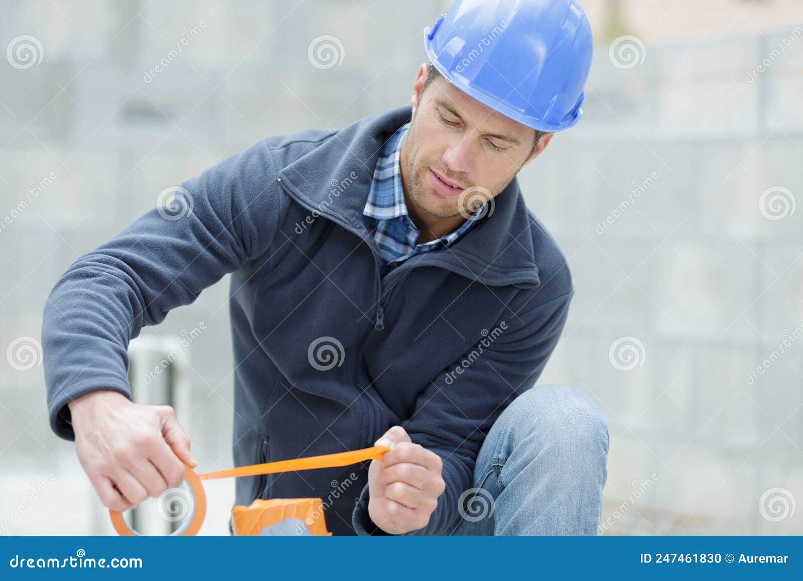 Working on plastic pipe stock photo. Image of component - 247461830