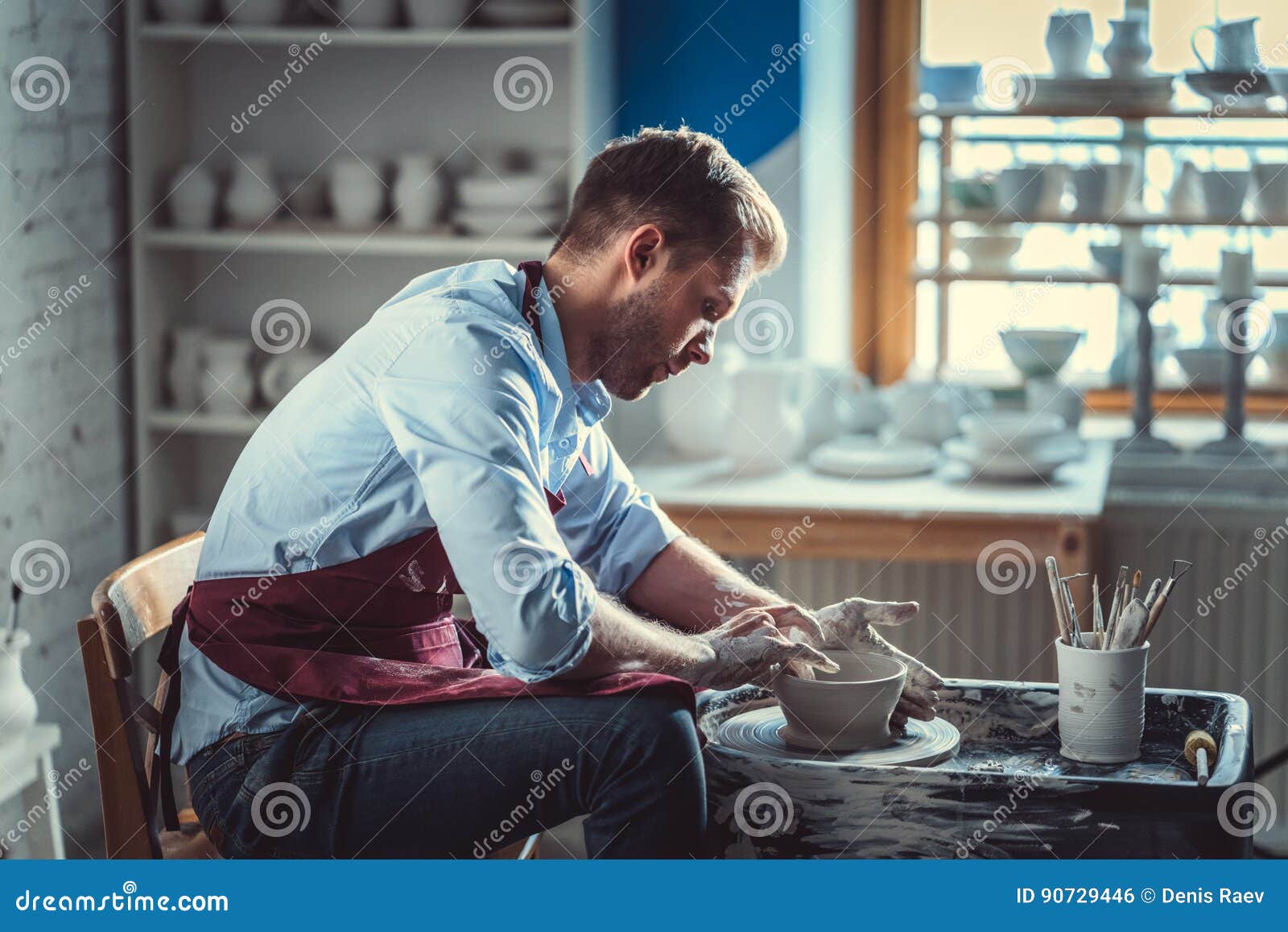 Working potter stock photo. Image of pottery, person - 90729446