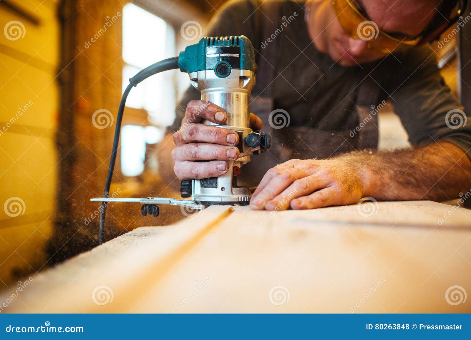 Working with power tool stock photo. Image of board, profession - 80263848