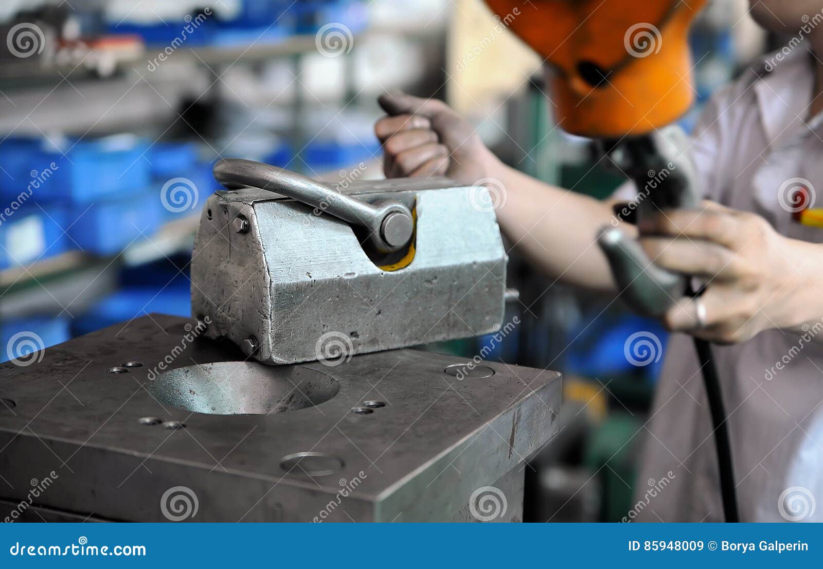 Working with press form stock image. Image of iron, moulding - 85948009
