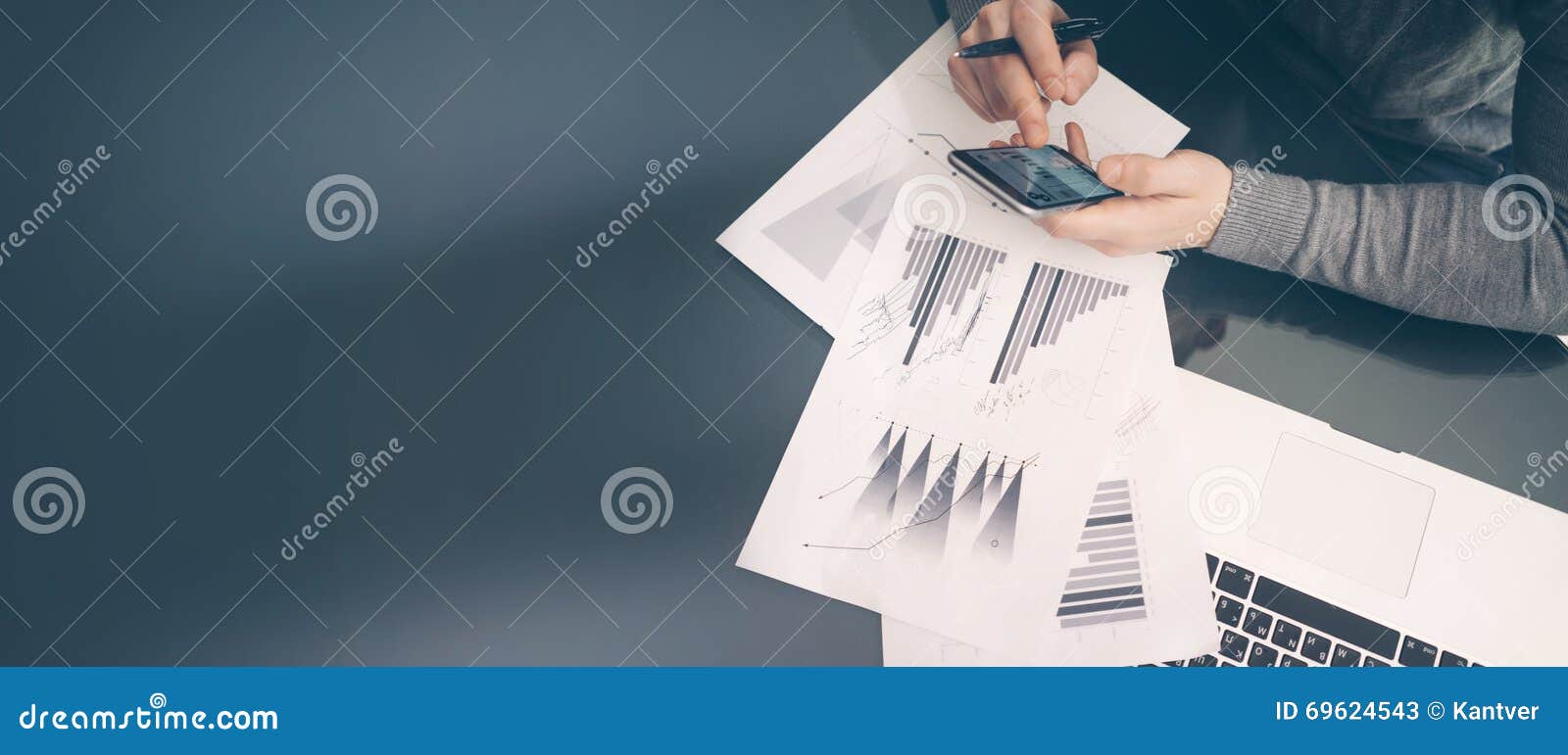 Working Process. Account Manager Working at the Table with New Business ...