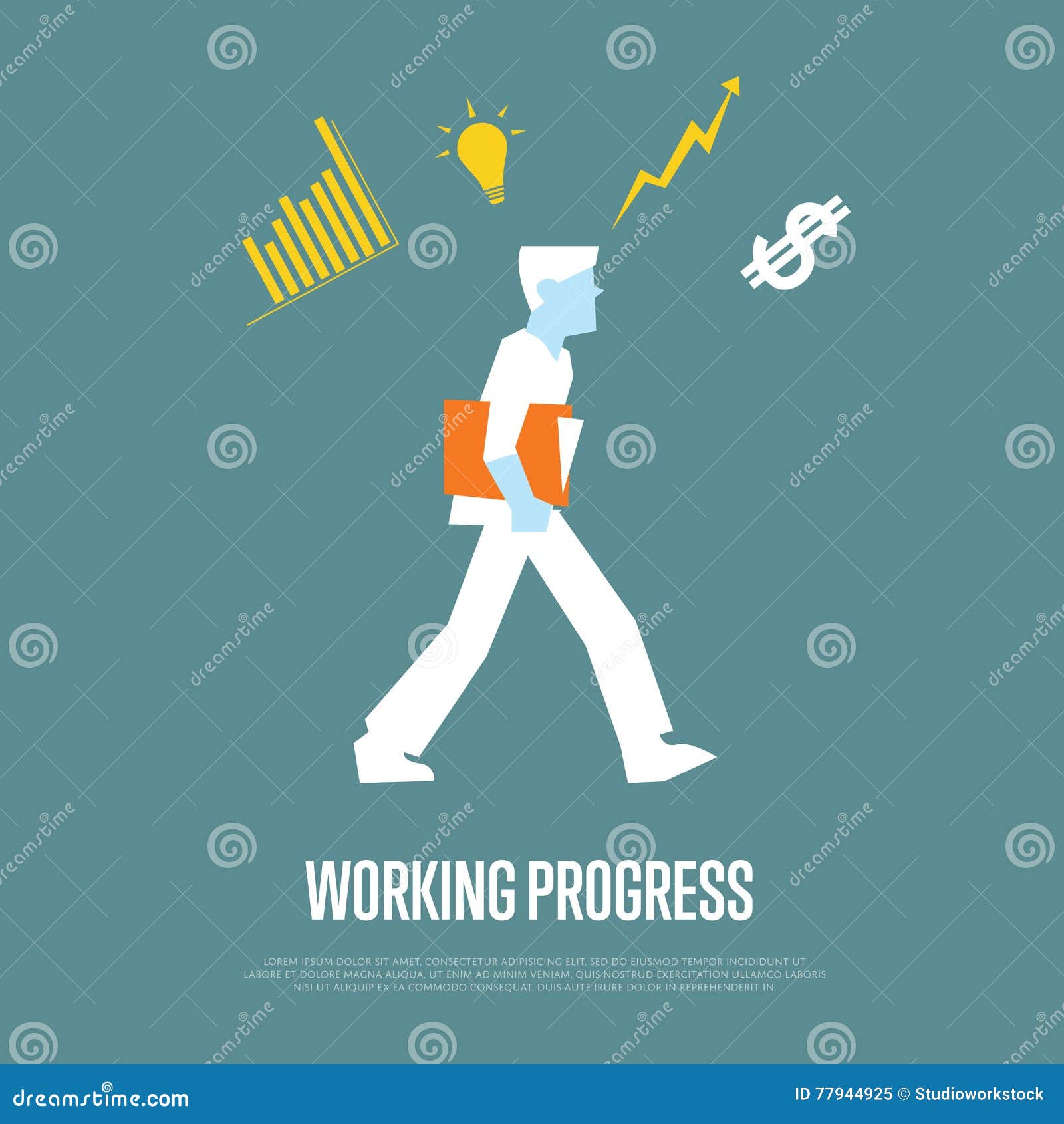 Working Process Banner with Businessman Stock Vector - Illustration of ...