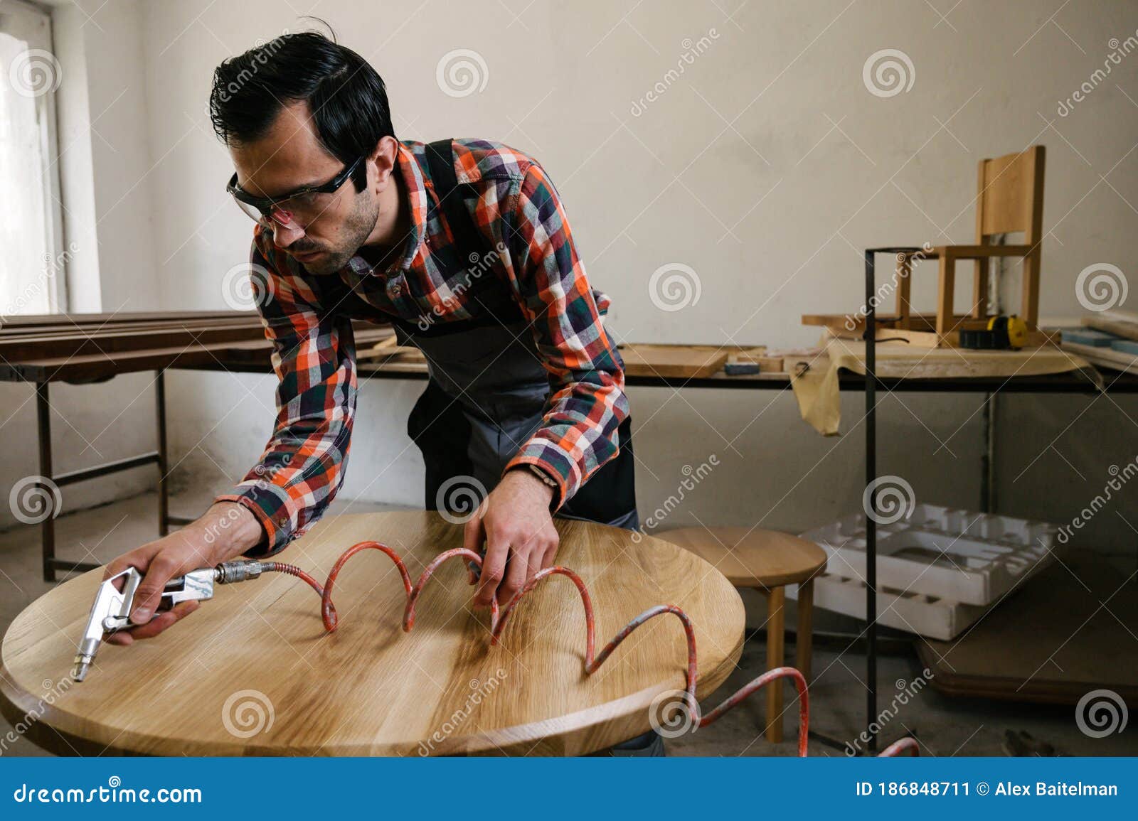 Working Process in the Carpentry Workshop Stock Image - Image of carver ...