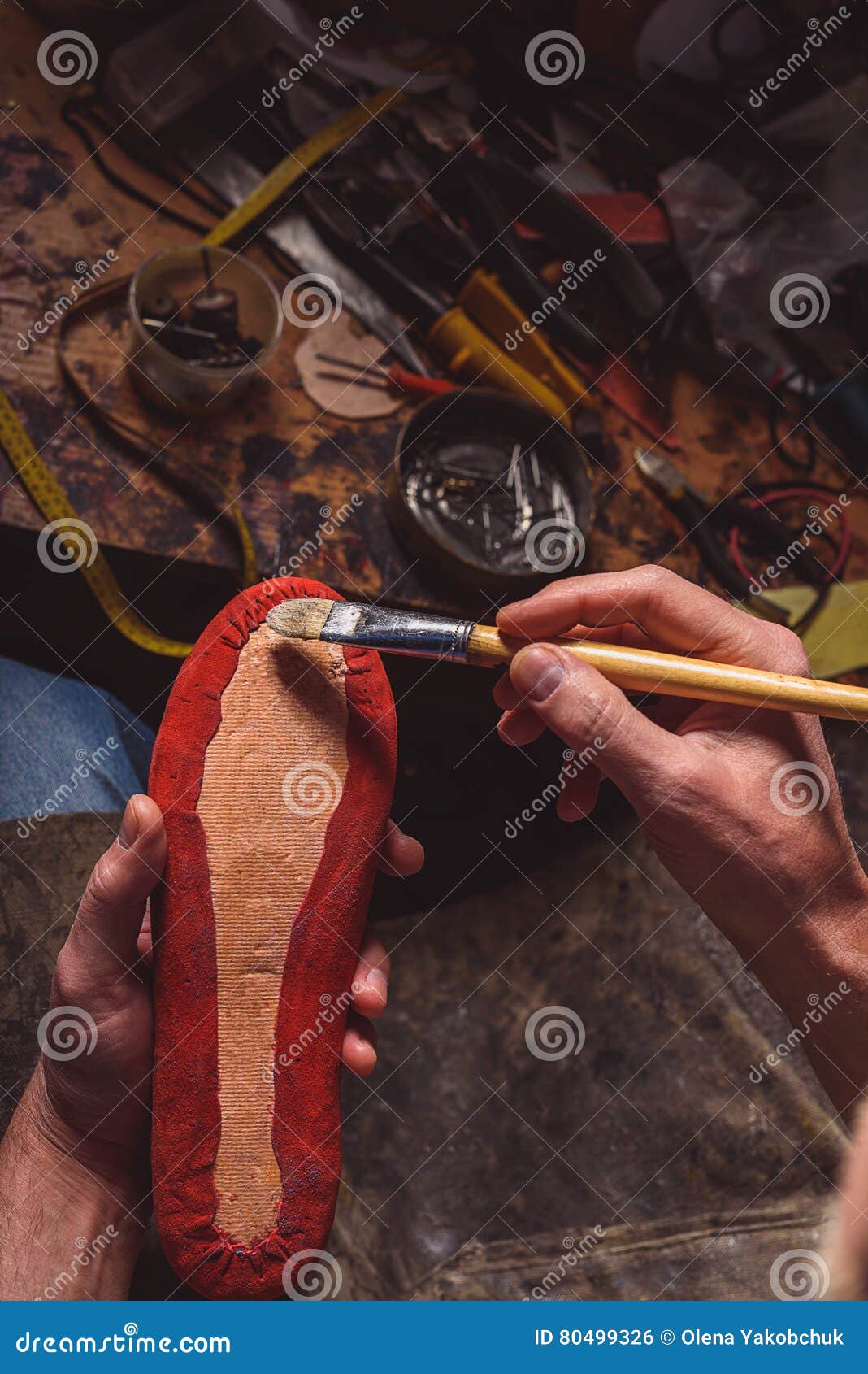 Working Process of a Cobbler Stock Photo - Image of handyman, craftsman ...