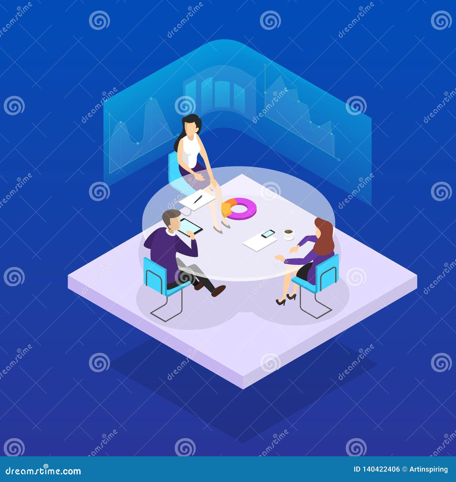 Working Process Concept. Business People Work in Team Stock Vector ...