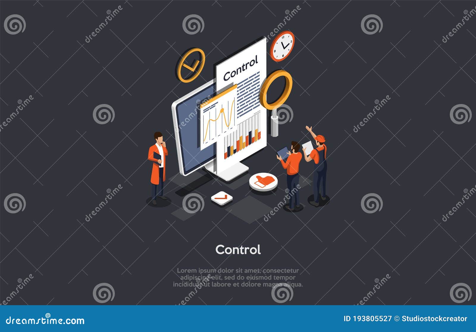 Working Process Control Concept. Male Employees Set Up Customization ...