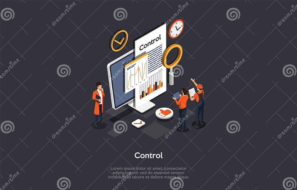 Working Process Control Concept. Male Employees Set Up Customization ...