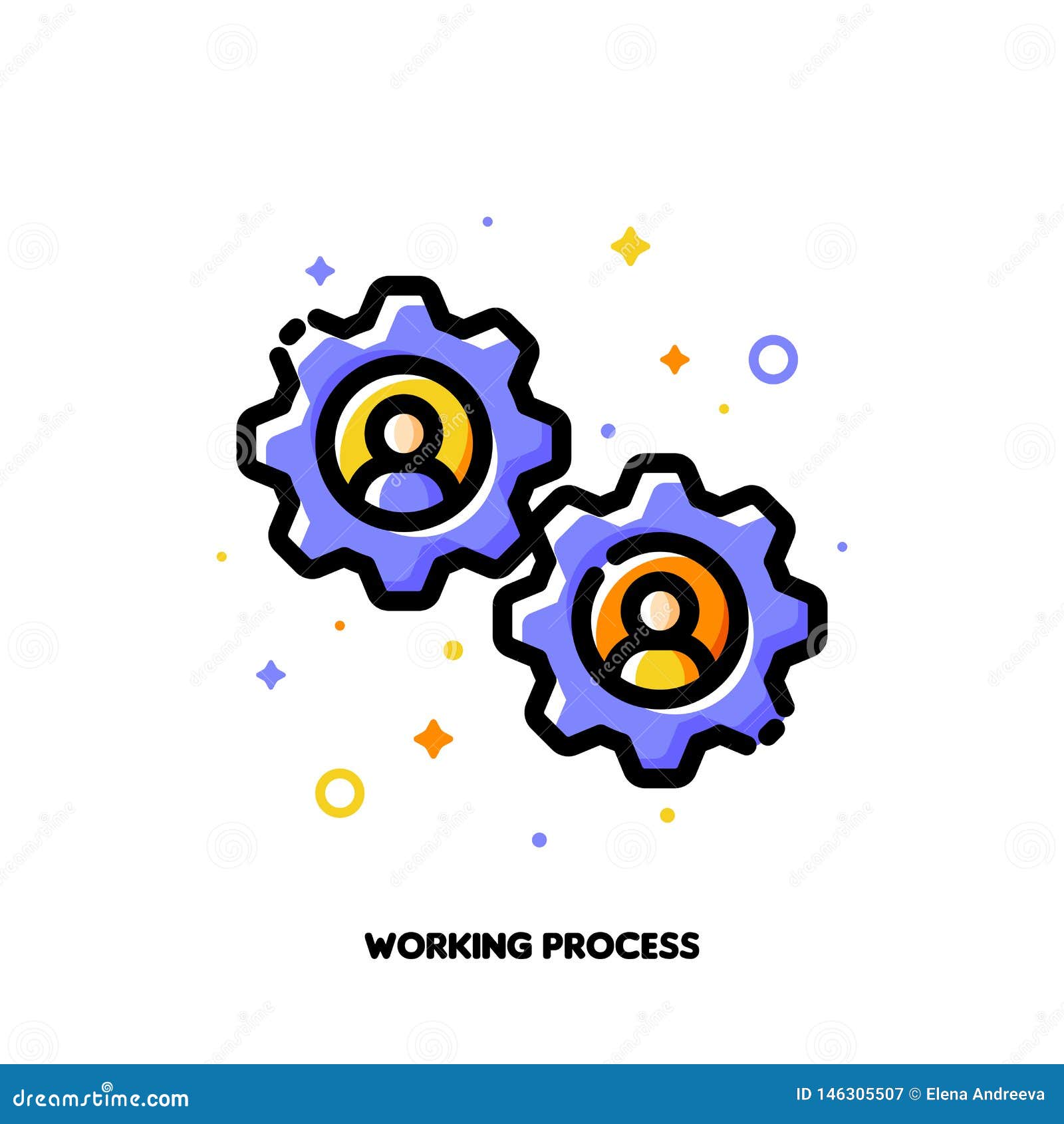 Working Process Icon for Human Resources Management Concept. Flat ...