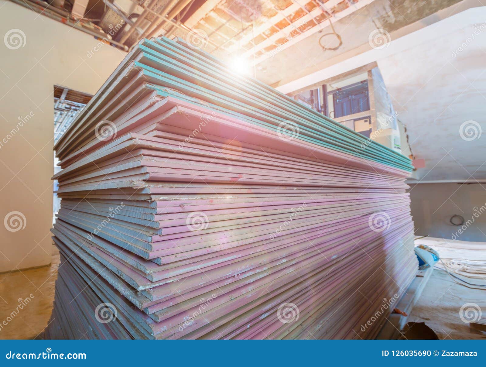 Working Process of Installing Metal Frames for Plasterboard Drywall for ...