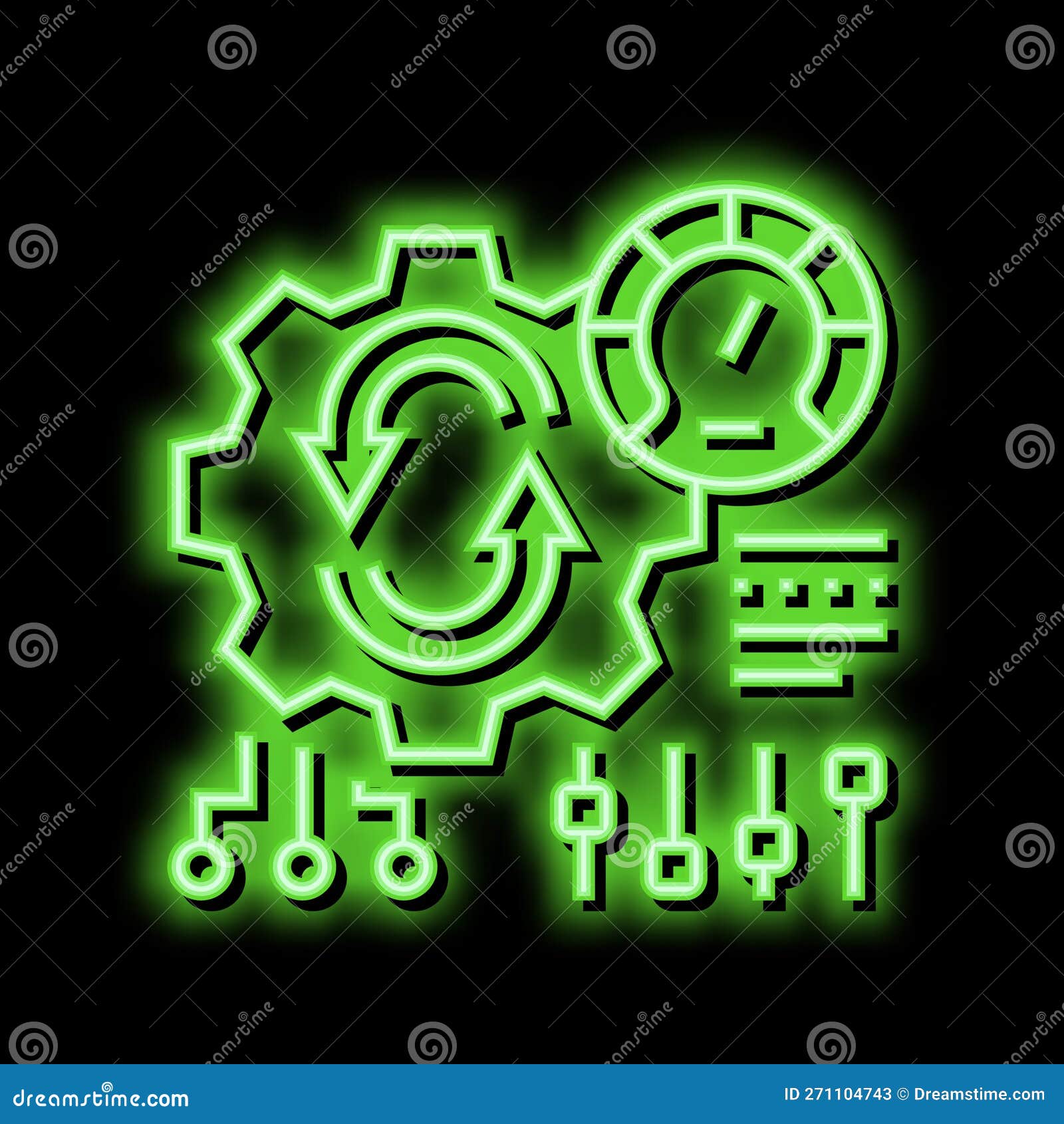 Working Process Optimize Neon Glow Icon Illustration Stock Vector ...