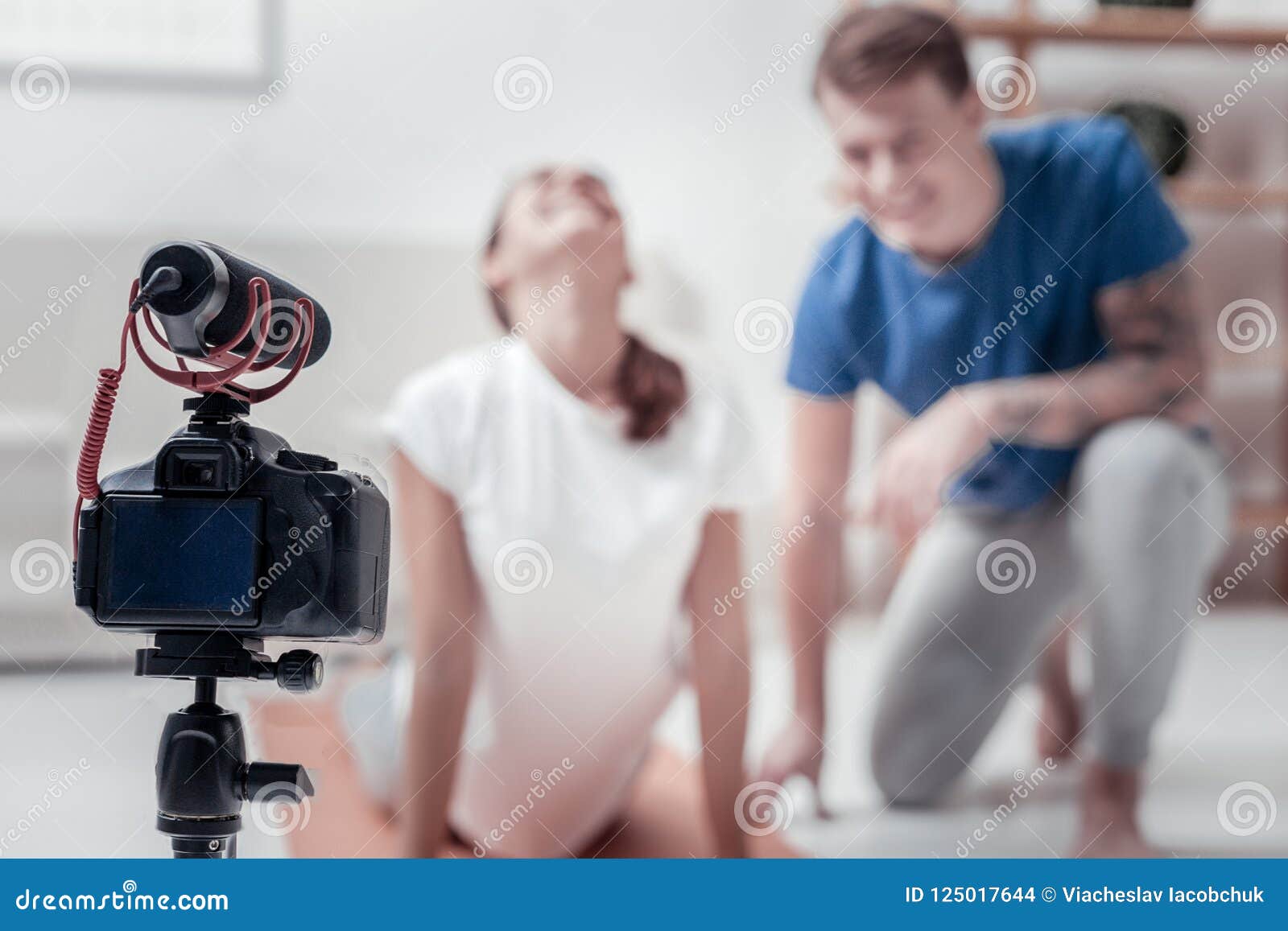 Selective View of Camera with People Training Stock Photo - Image of ...