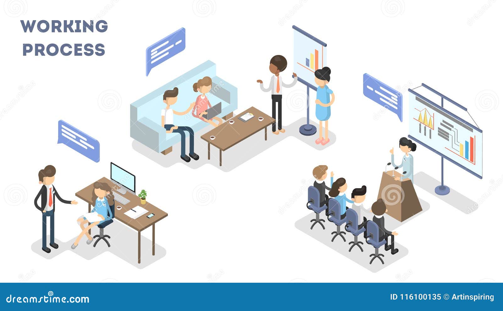 Working process set. stock vector. Illustration of businessmen - 116100135