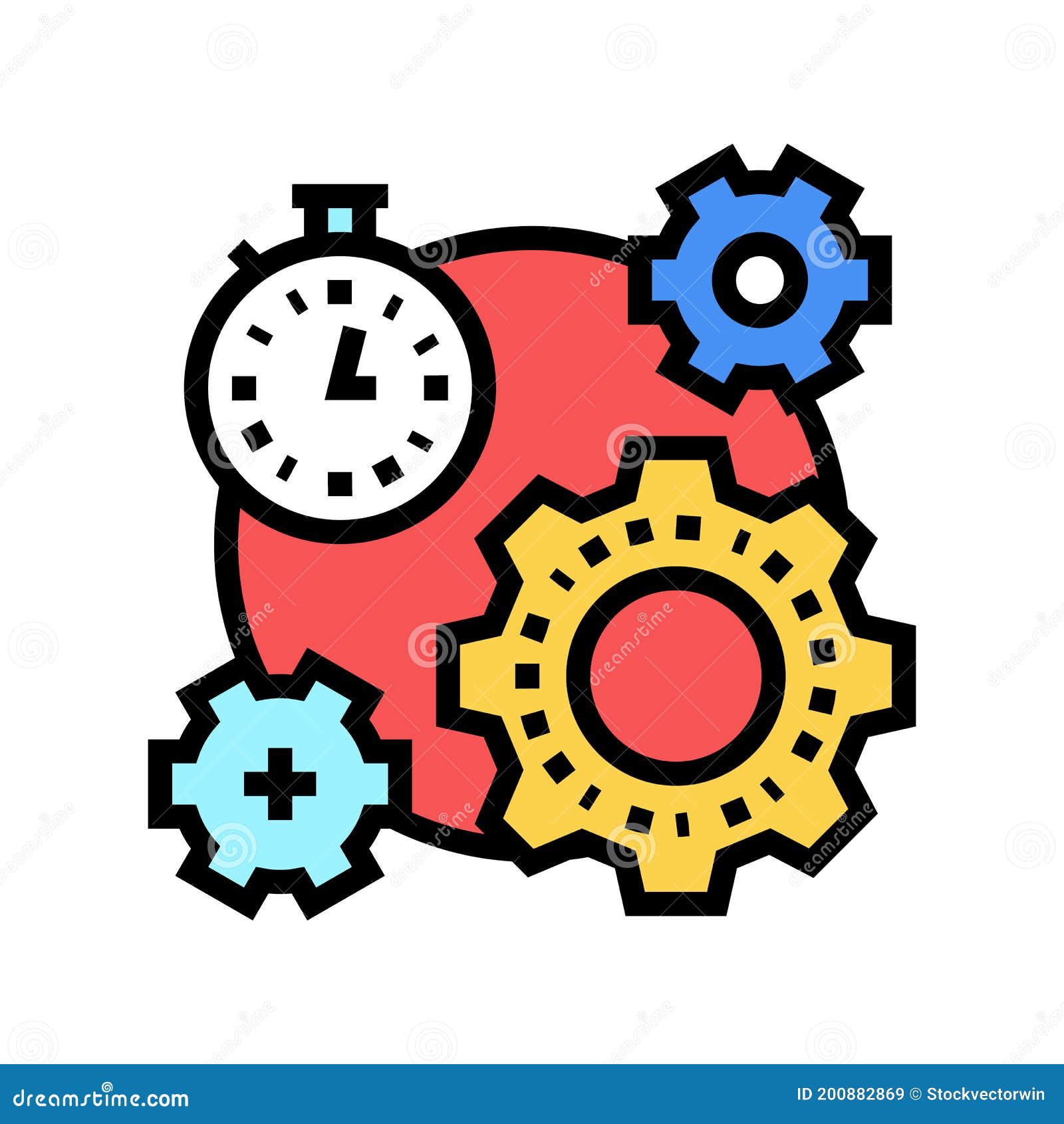 Working Process Time Color Icon Vector Illustration Stock Vector ...