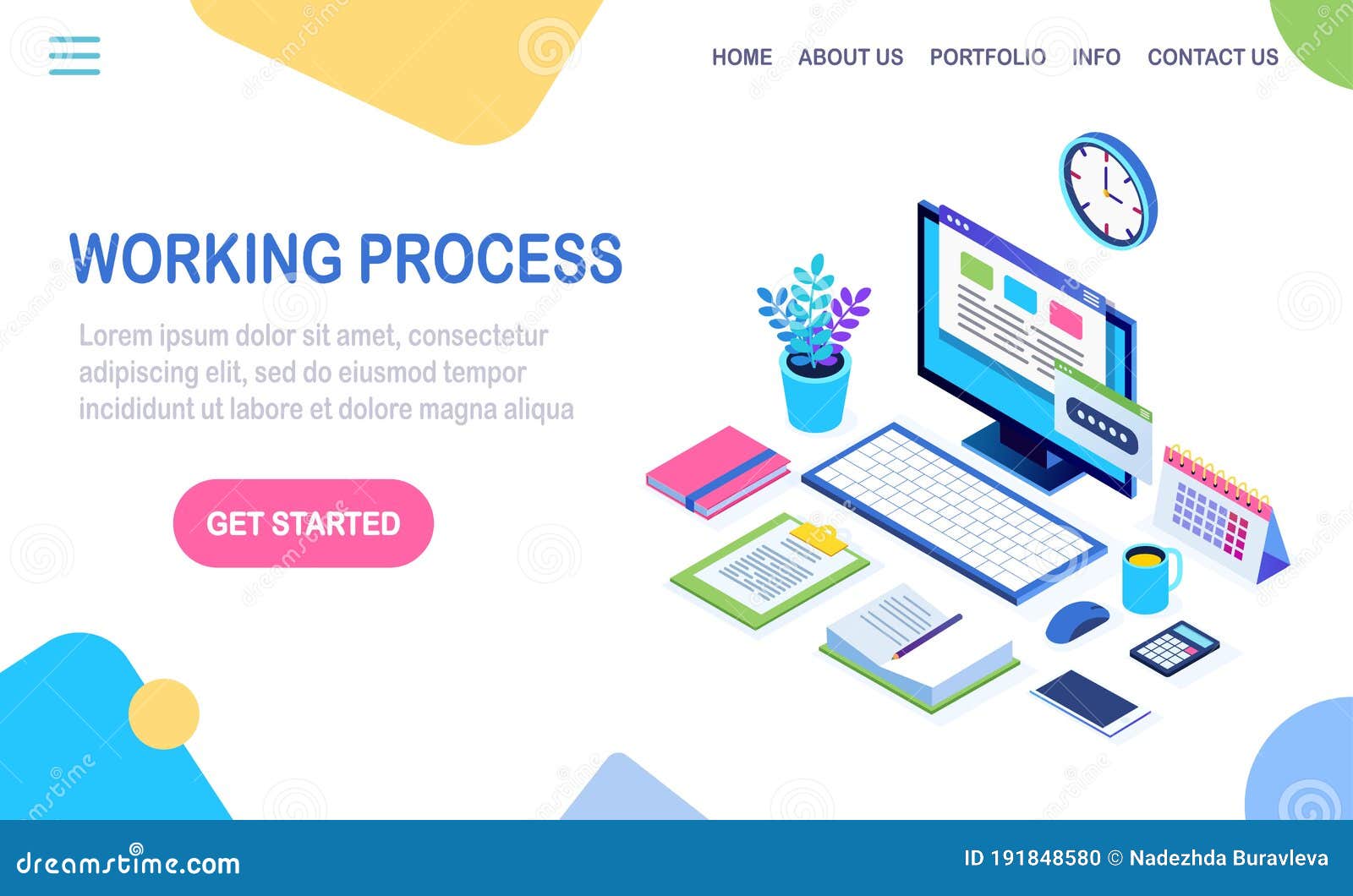 Working Process. Time Management Stock Vector - Illustration of flat ...