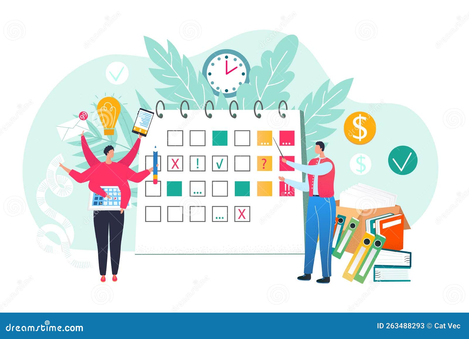 Working Process Vector Illustration. Teamwork on New Project Stock ...