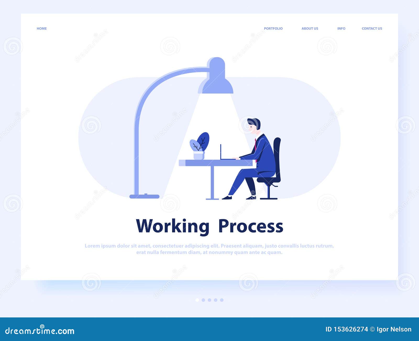 Working Process Web Concept. Business Man or Freelance Work. Landing ...