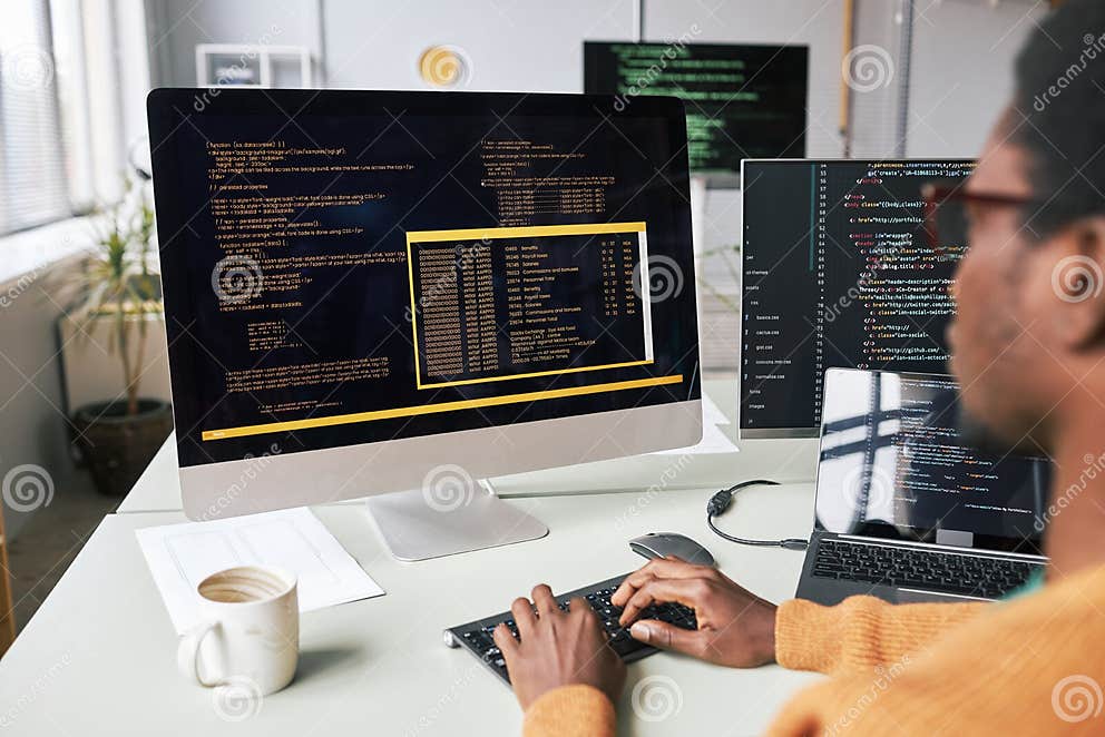 Working on Programming Code Stock Photo - Image of plan, businessman ...