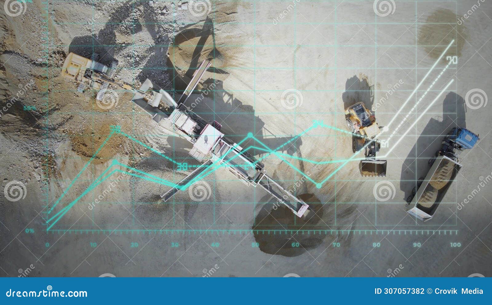 Working Progress Graph of Excavator and Heavy Machines Doing Mining. 3D ...