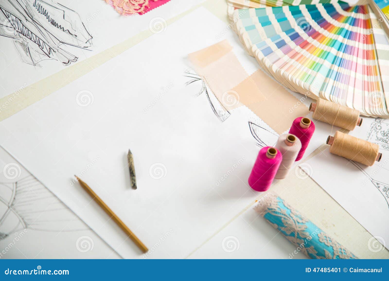 Working in Progress, Tailor Table Stock Image - Image of fashion, paper ...