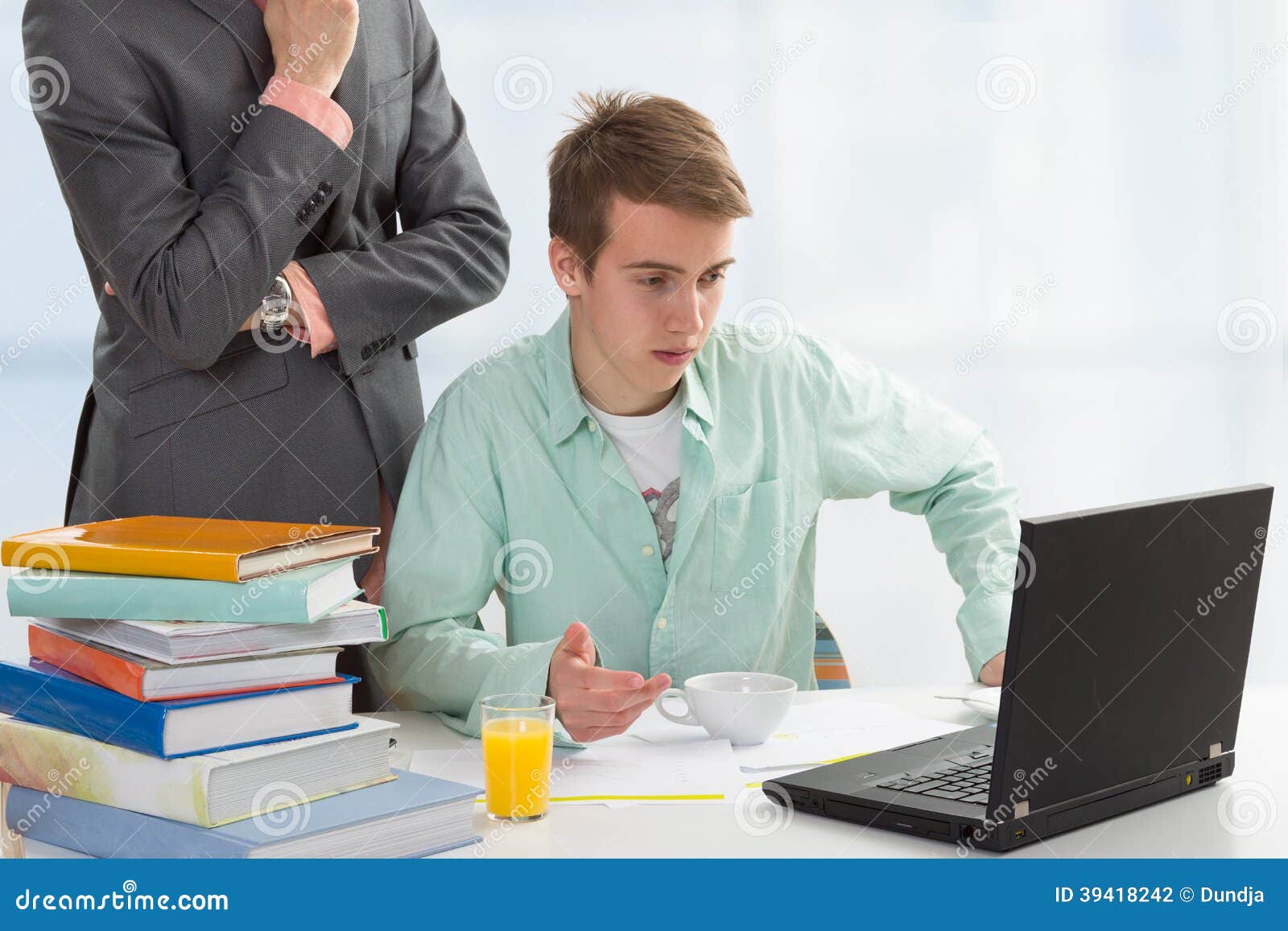 Working on project stock photo. Image of student, computer - 39418242