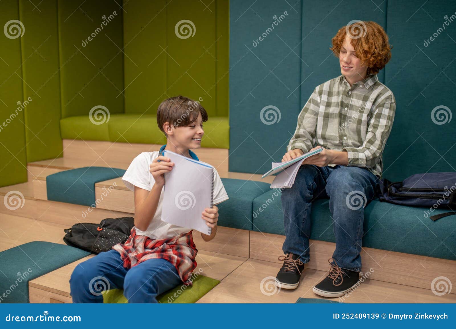 Schoolboys Working Together on the Project and Looking Involved Stock ...