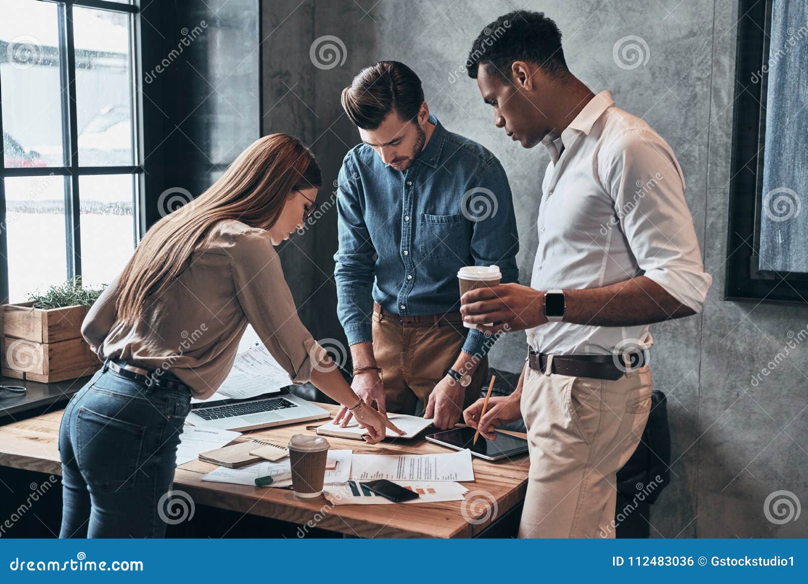 Working on Project Together. Group of Young Confident People Hav Stock ...