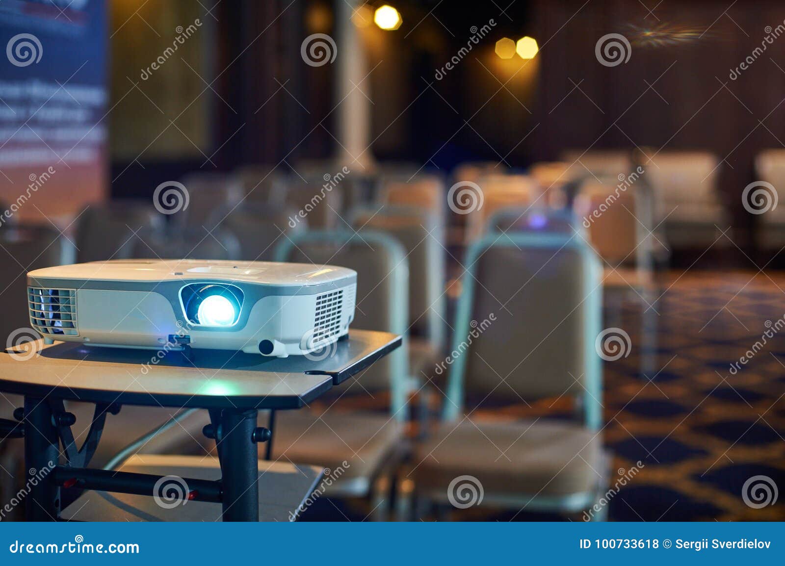 Working Projector at the Conference Hall Stock Photo - Image of ...