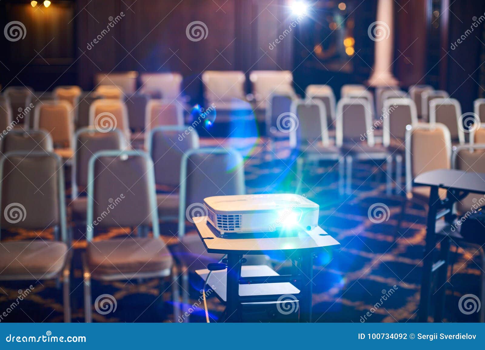 Working Projector at the Conference Hall Stock Photo - Image of ...