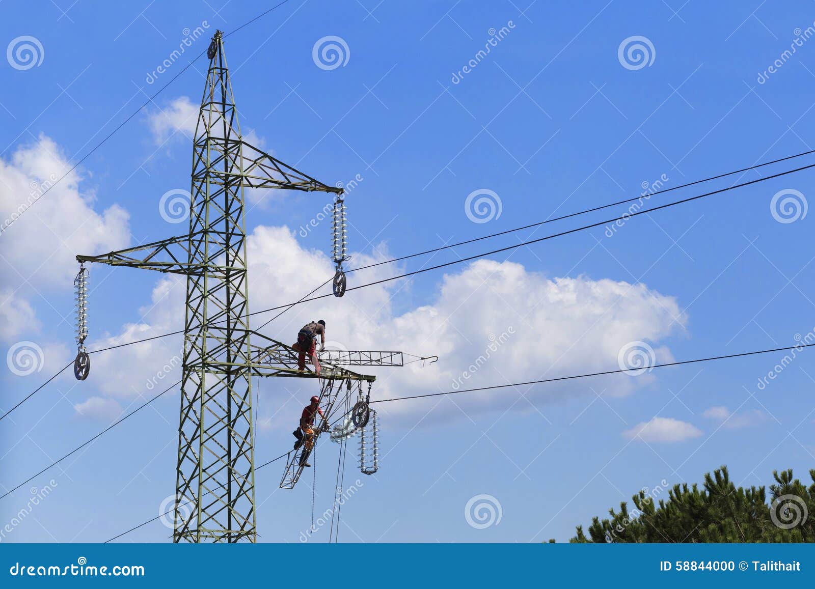 Working on pylon editorial image. Image of industrial - 58844000