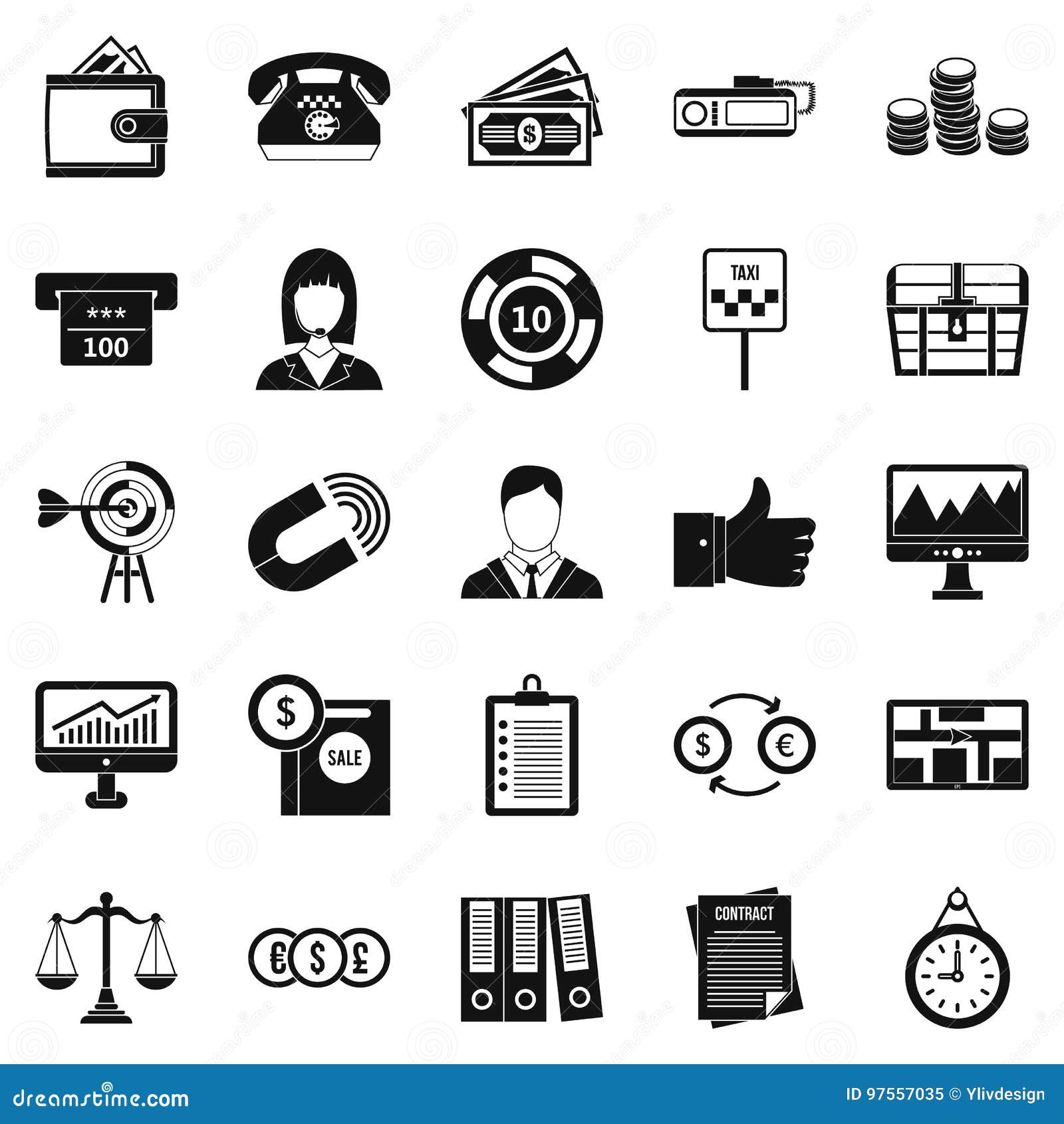 Working Quarter Icons Set, Simple Style Stock Vector - Illustration of ...