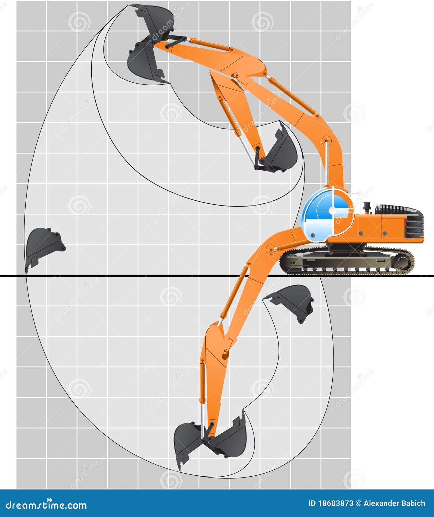 Working Range of an Excavator. Stock Vector - Illustration of industry ...